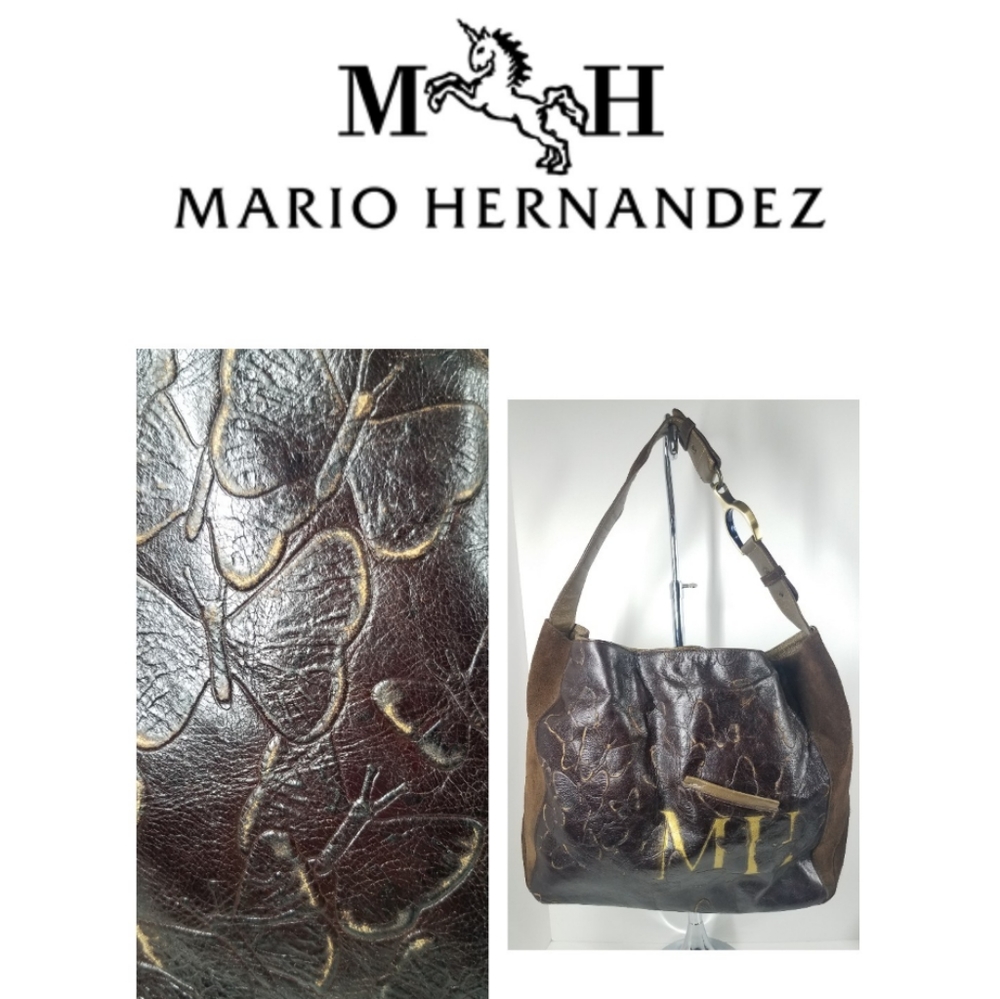 Mario Hernandez Brown Butterfly Leather And Suede Bag - Gem